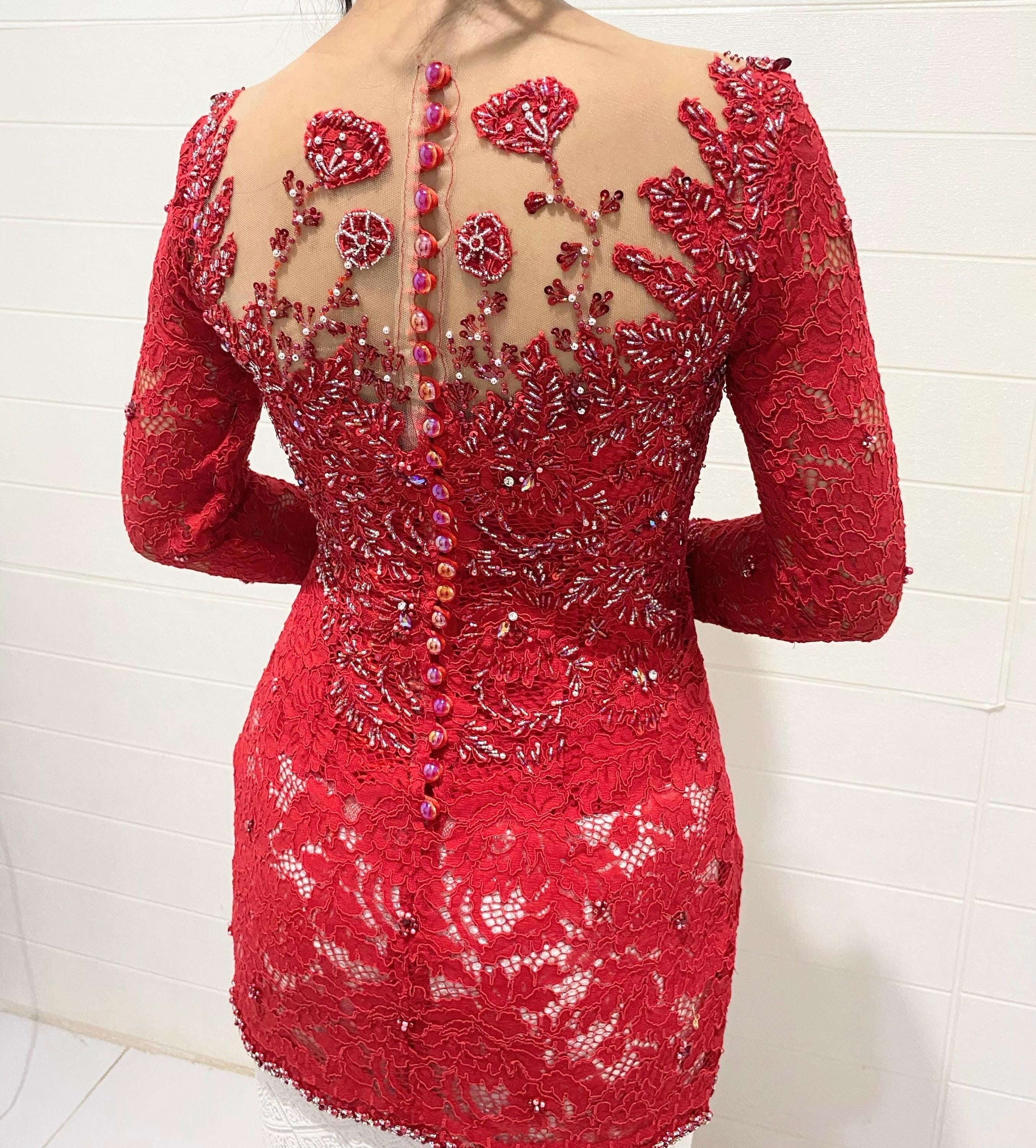 Kebaya Dress for Wedding, Graduation, Enggament or Formal Event Full ...