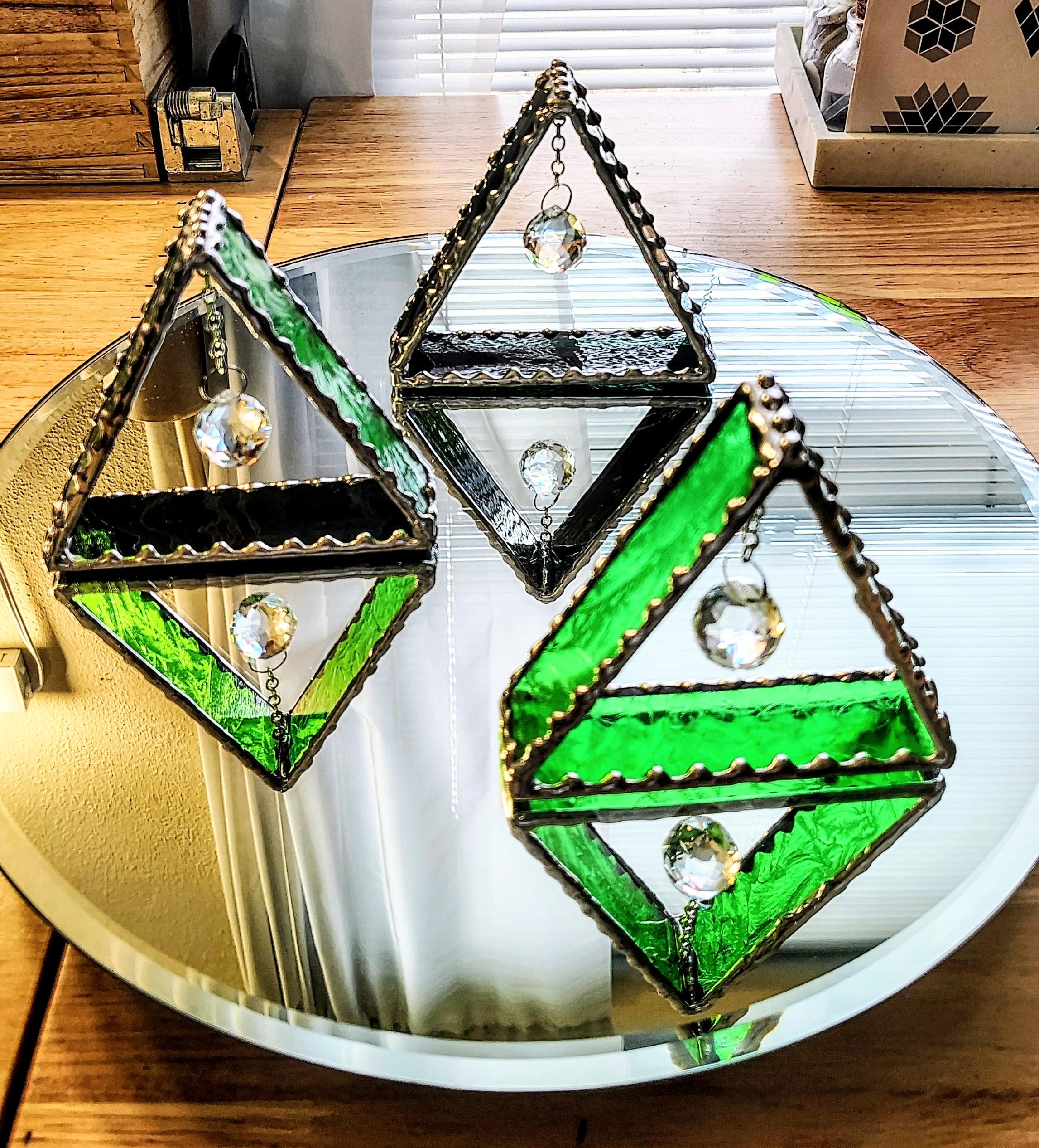 Stained Glass Triangle Prism Suncatcher: Crystal Ball Rainbow Maker - Etsy