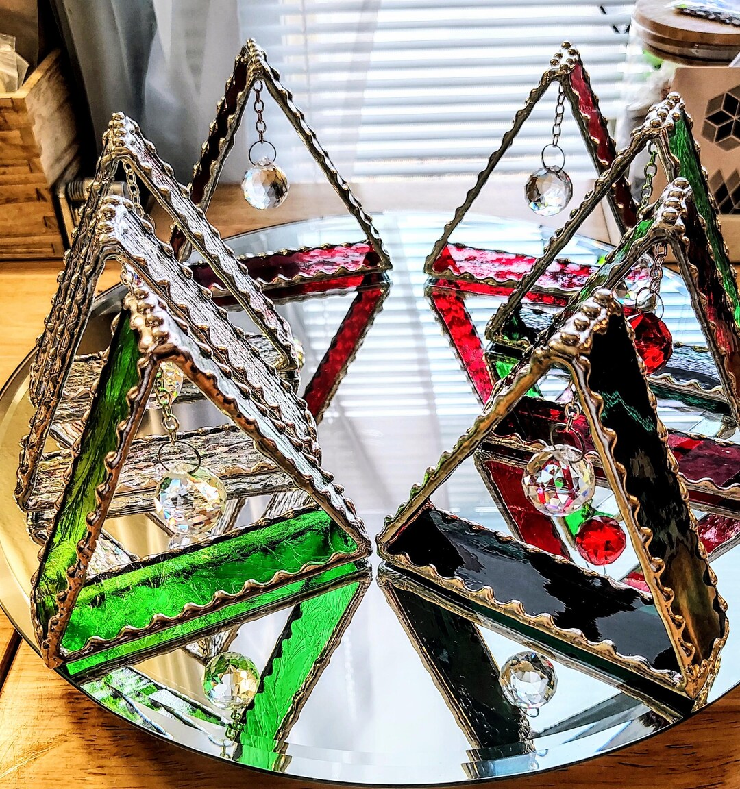 Stained Glass Triangle Prism Suncatcher: Crystal Ball Rainbow Maker - Etsy