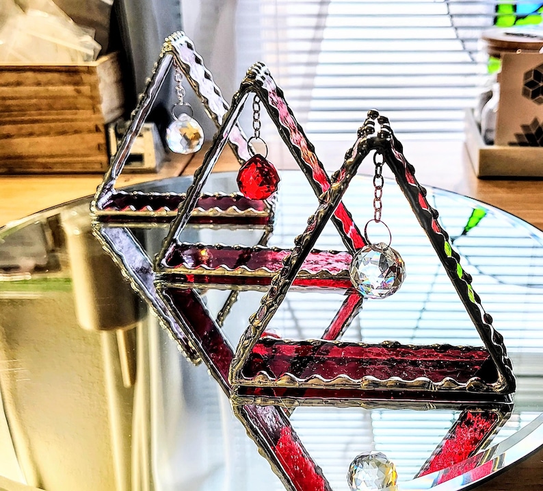 Stained Glass Triangle Prism Suncatcher: Crystal Ball Rainbow Maker - Etsy