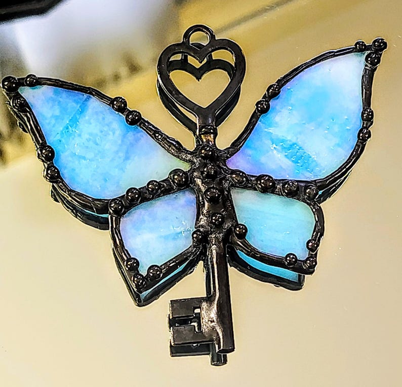 Stained Glass Rustic Butterfly Skeleton Keys - Etsy