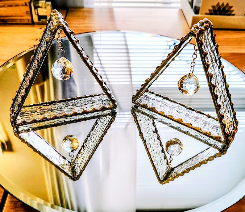 Stained Glass Triangle Prism Suncatcher: Crystal Ball Rainbow Maker - Etsy