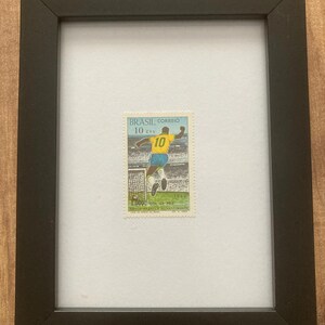 1969 1000th Goal Pele Stamp Wooden Frame, Brazilian Soccer Football ...