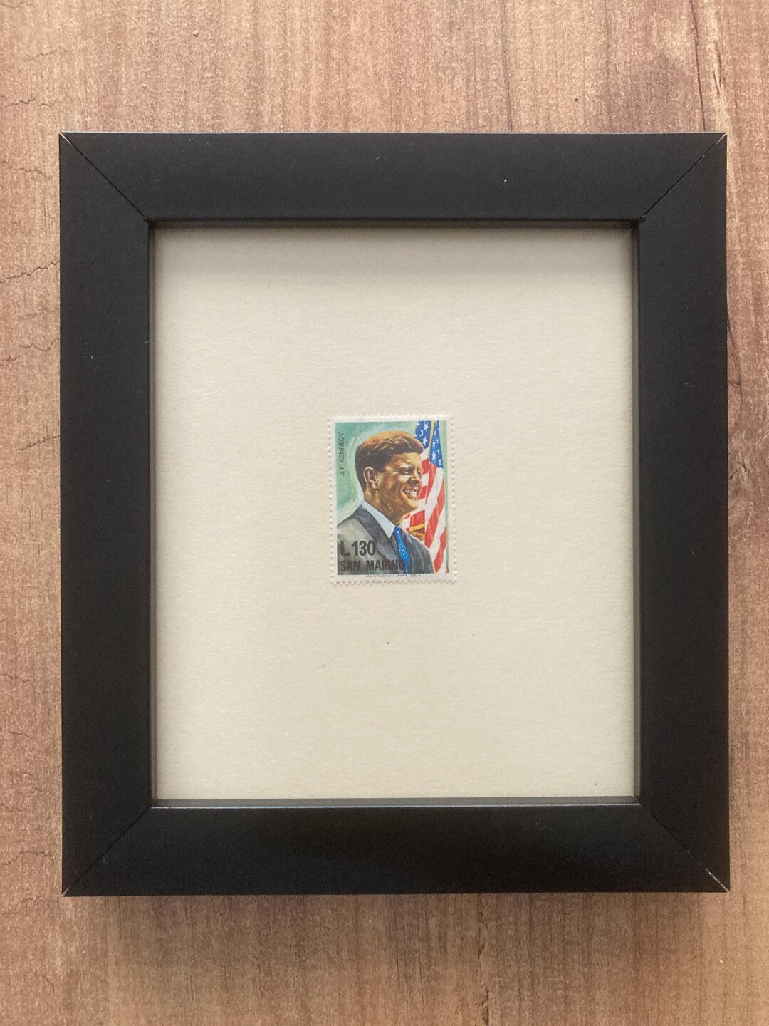 1964 San Marino John F. Kennedy Portrait Stamp Wooden Frame, Political ...