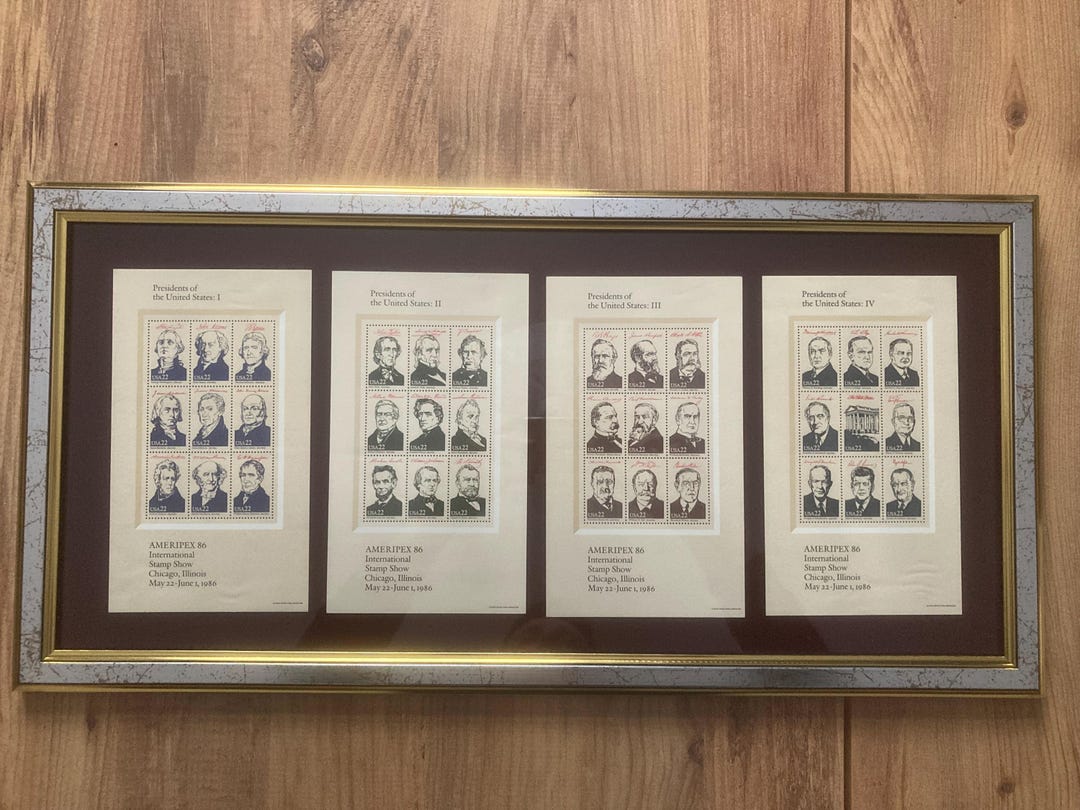 Presidents of the United States 1789-1969 Stamp Wooden Frame, Political ...