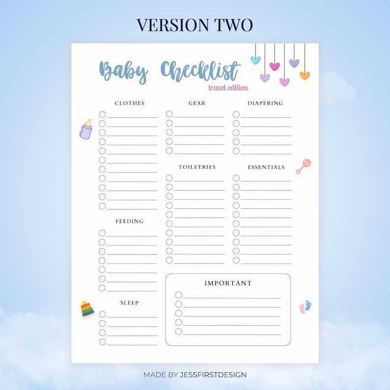 Baby Travel Checklist Printable | Editable Packing List (PDF) - Etsy