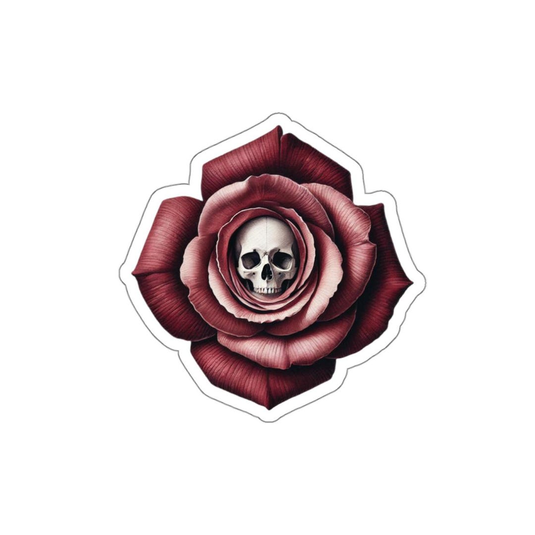 Skull Rose Die-cut Stickers, Red Rose Skull Sticker, Gothic Sticker ...
