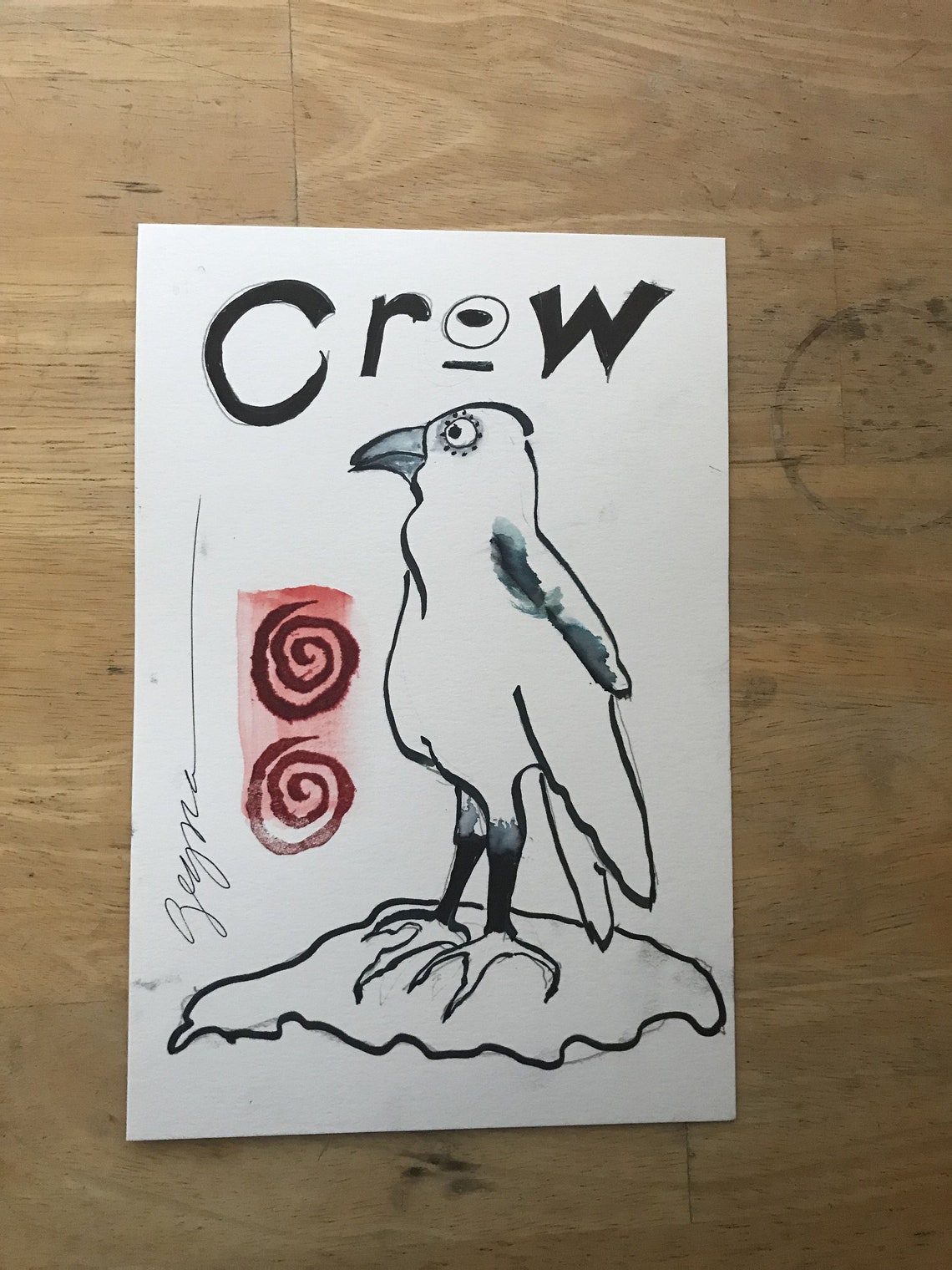 Crow Zen Ink Painting - Etsy