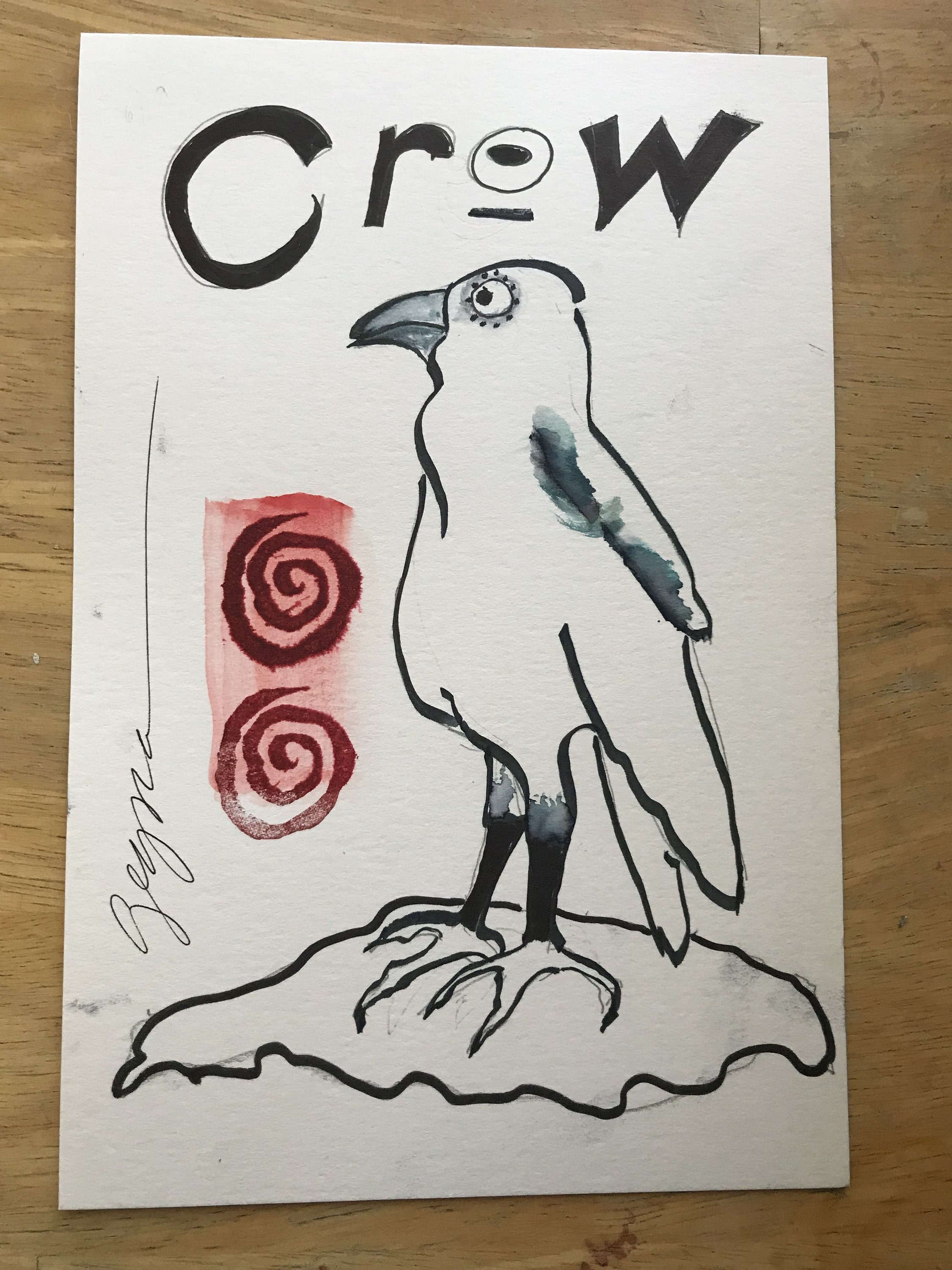 Crow Zen Ink Painting - Etsy