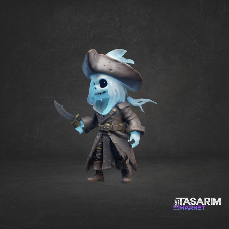 Chibi Ghost Pirate | Haunted 3D Printable Figurine | Spooky Miniature ...
