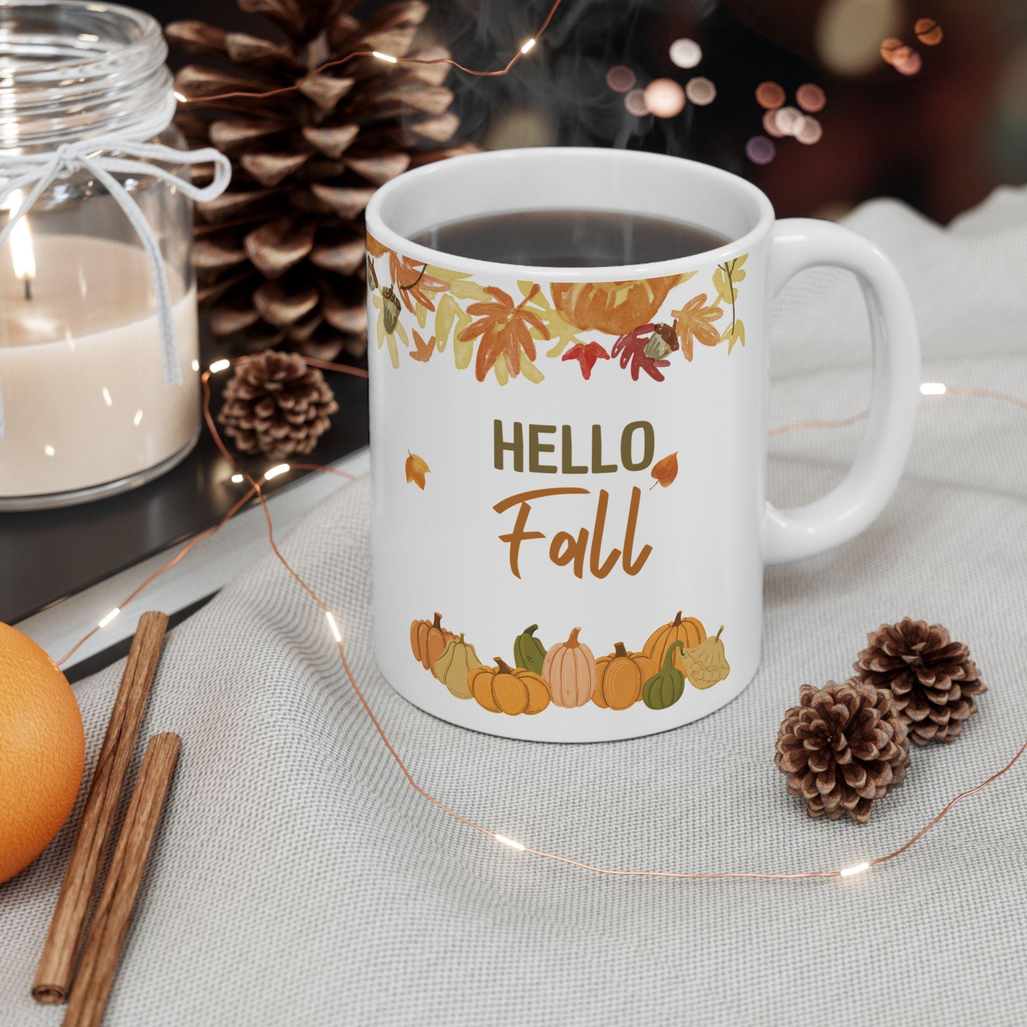 Hello Autumn Fall Vibes Png Mug 11 Oz 15 Mug Sublimation,harvest ...
