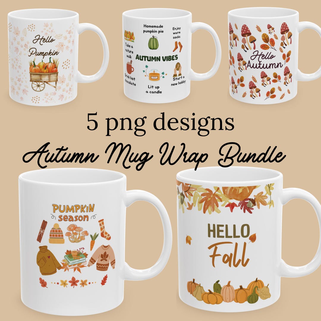 Hello Autumn Fall Vibes Png Mug 11 Oz 15 Mug Sublimation,harvest ...