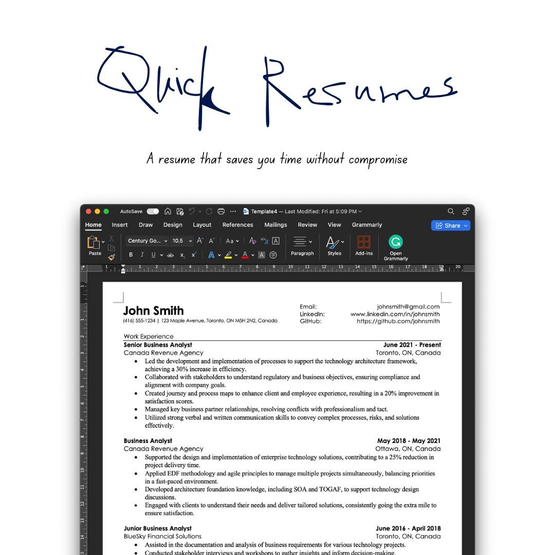 Time-saving Resume Template | Ats-friendly, Workday-compatible & Easy ...