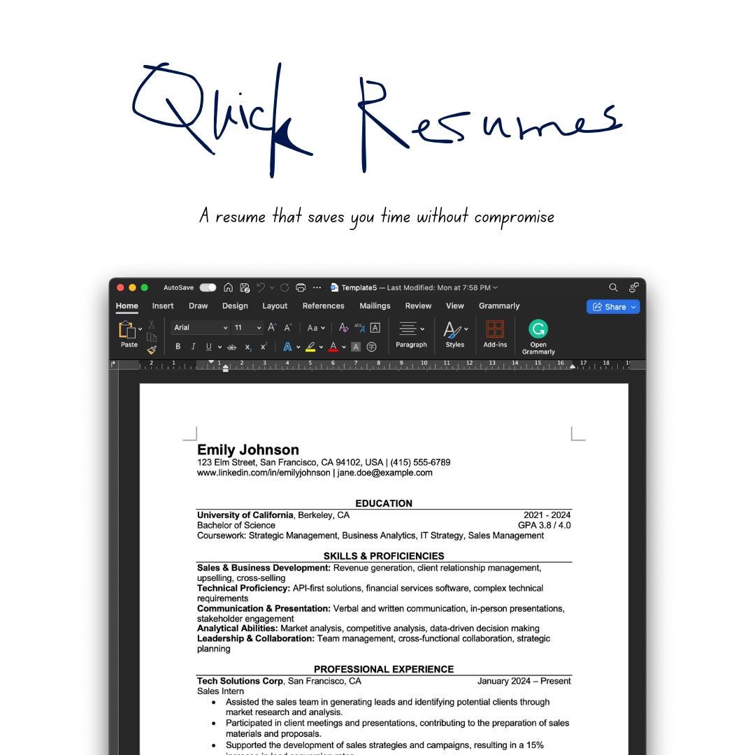Student & New Graduate Resume Template | Ats-friendly, Workday ...