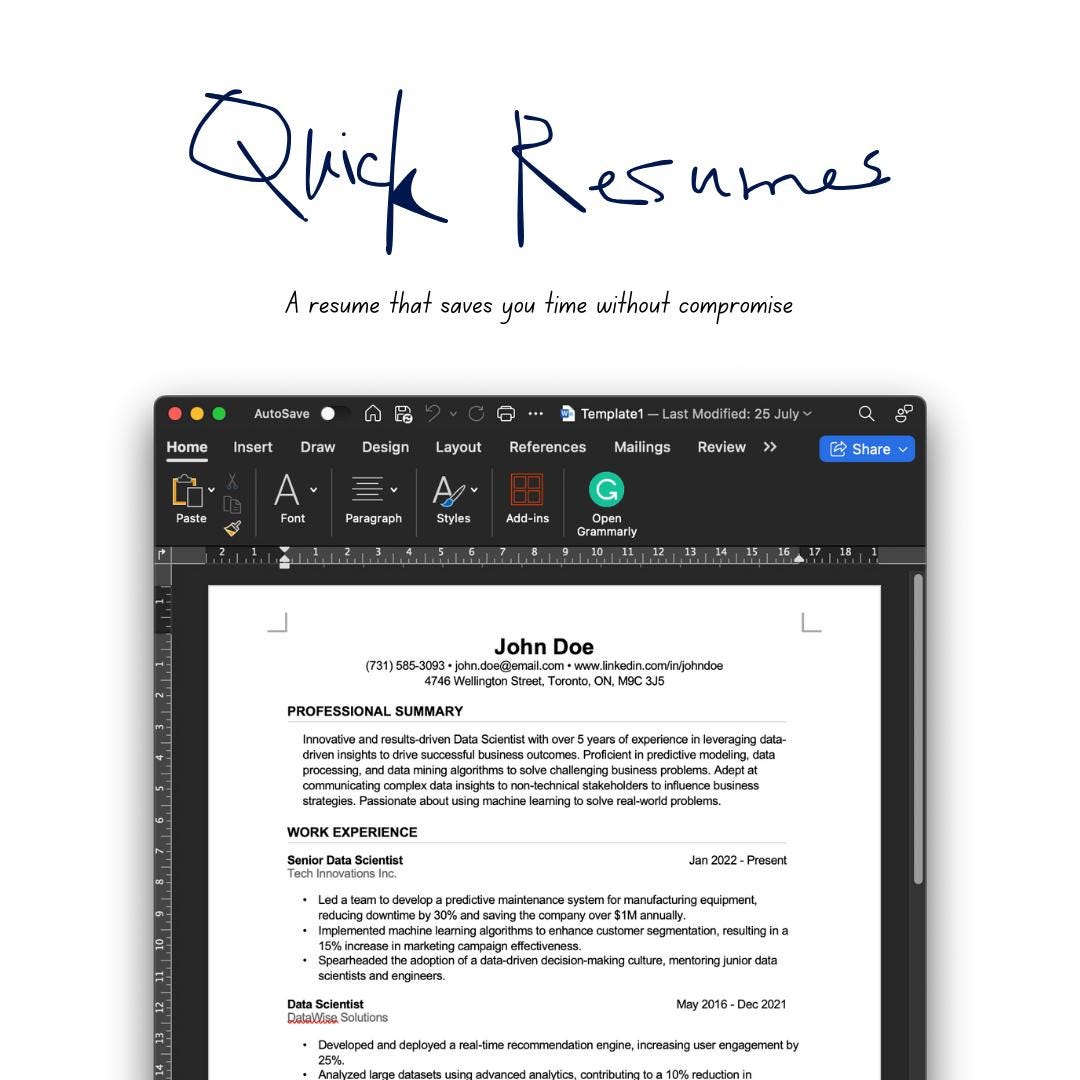 Ats-friendly, Workday-compatible Resume Template for Easy Job ...