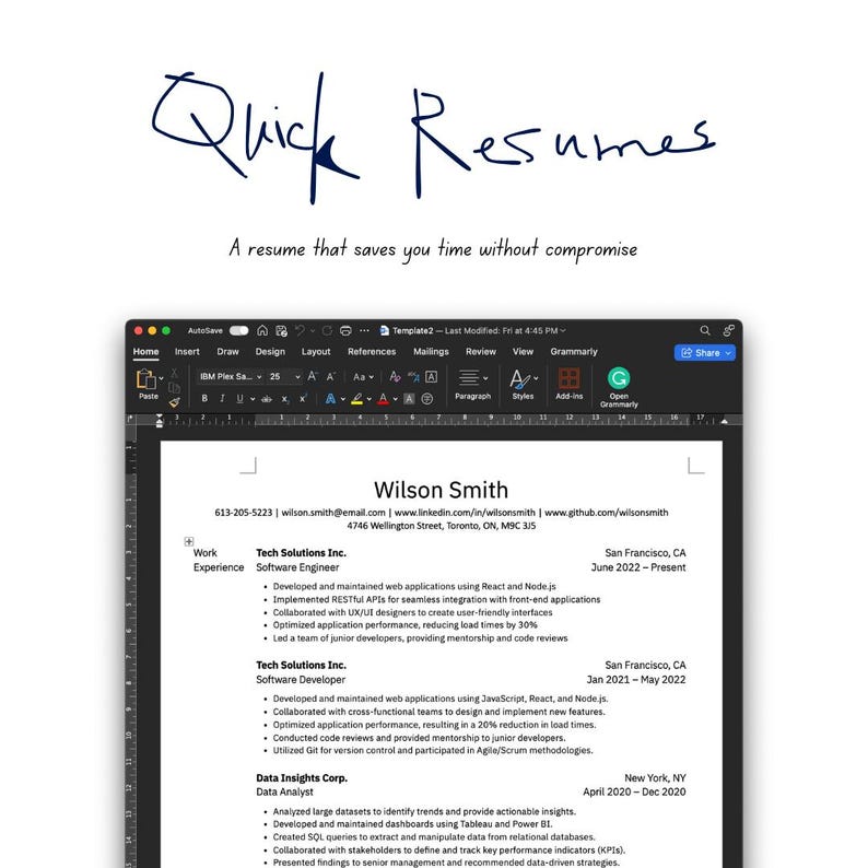 Workday-ready Resume Template ATS Optimized, Effortless Job Application ...