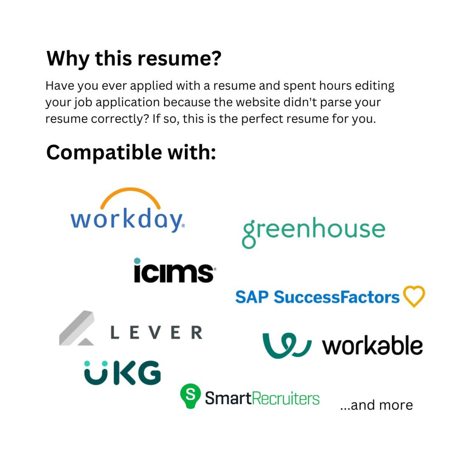 Ats-friendly, Workday-compatible Resume Template for Easy Job ...