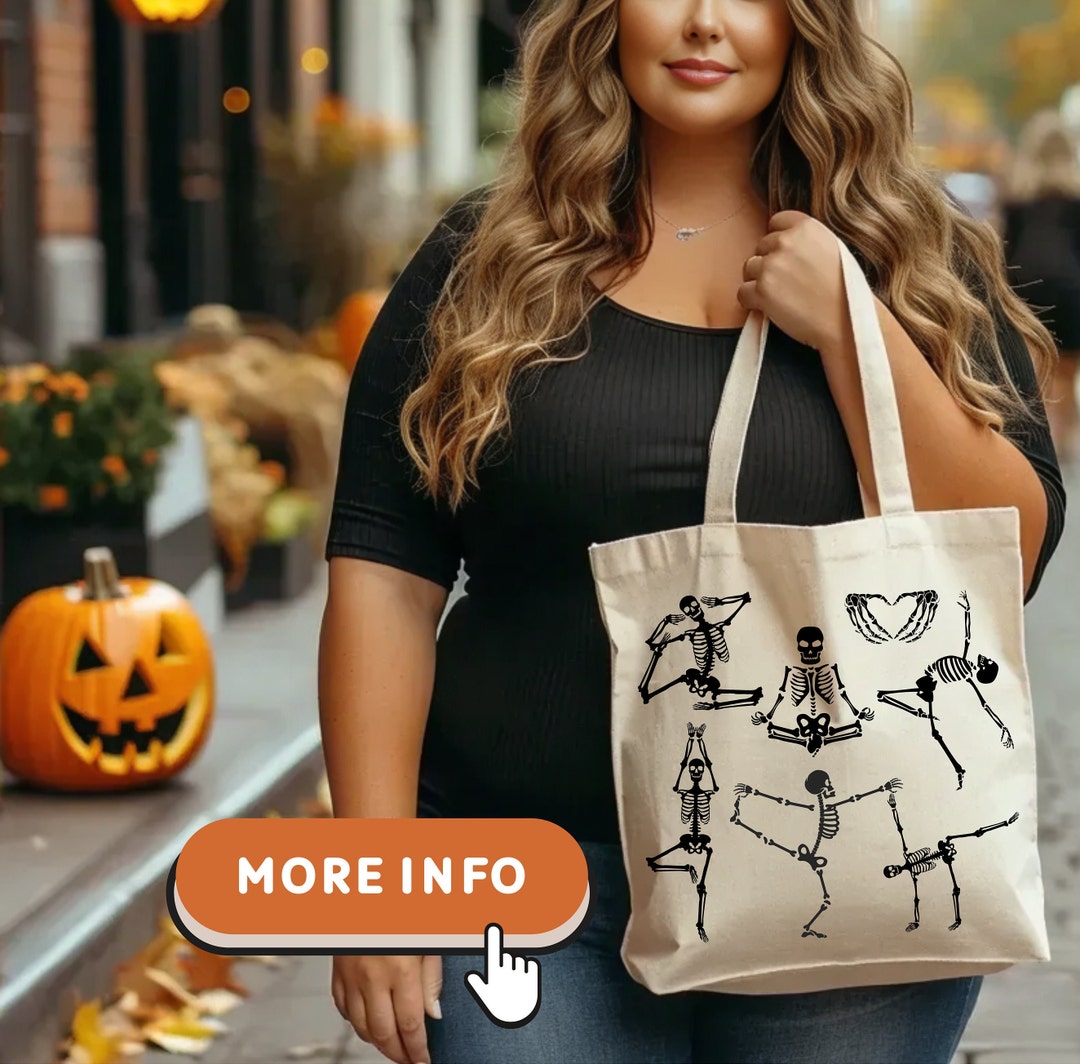Skeleton Yoga Tote Bag Relaxing Skeleton Pose Canvas Tote, Funny ...