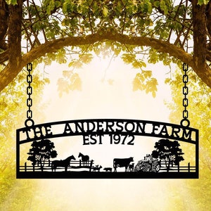 Personalized Farm Entrance Gate Sign, Metal Custom Ranch Sign, Family ...