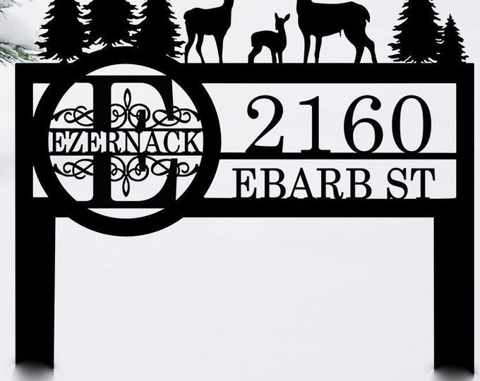 Custom Rustic Metal Address Sign Wilderness Sign - Metal House Number ...