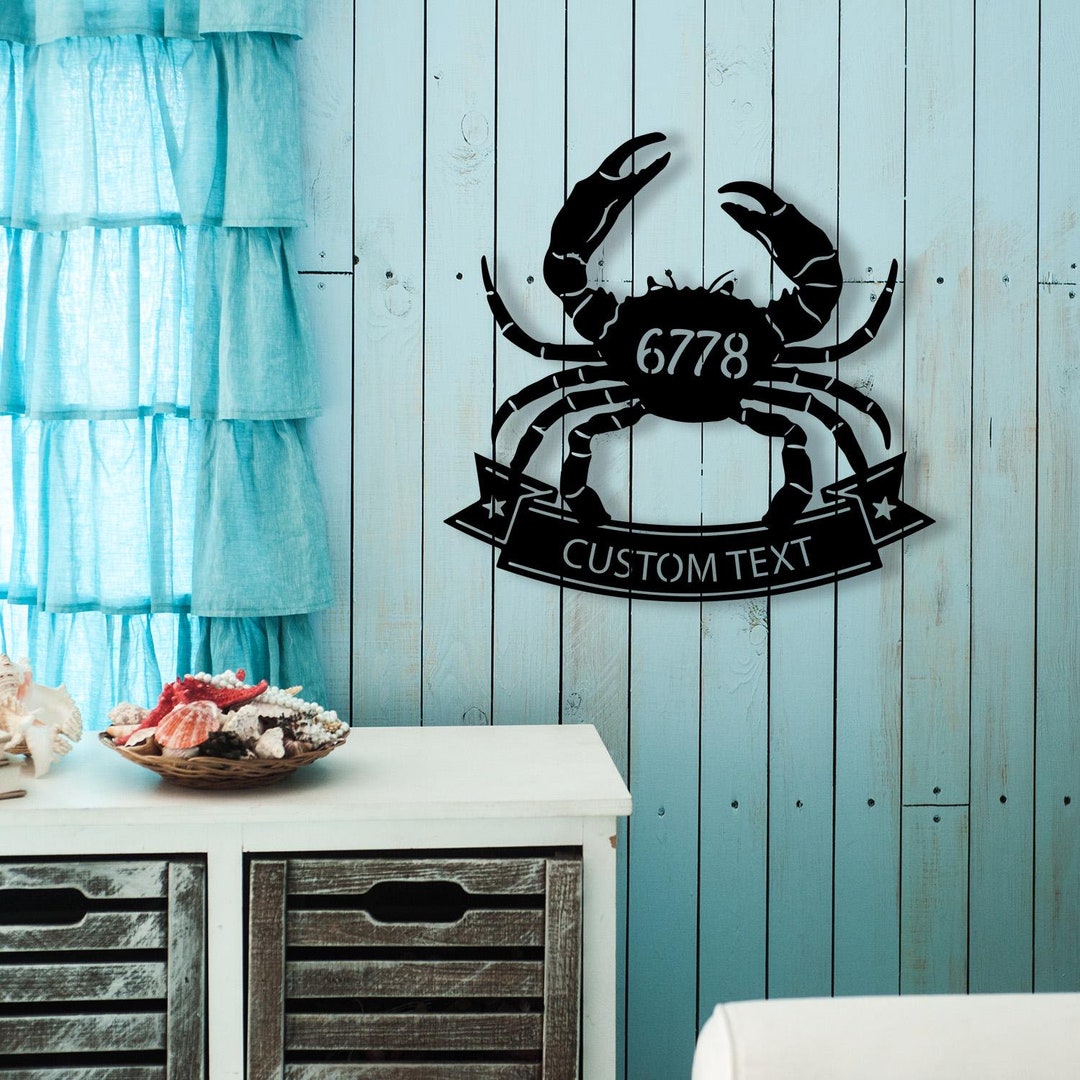 Personalized Crab Metal Sign, Custom Metal Wall Decor, Crab Lover Gift ...