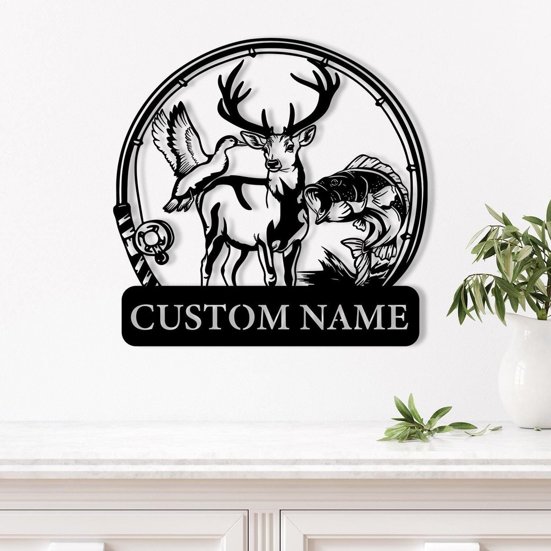 Personalized Hunting Name Sign, Customized Hunter Lover Gift, Outdoor ...