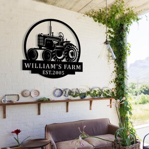 Customized Metal Tractor Sign, Personalized Metal Farm Name Sign, Farm ...