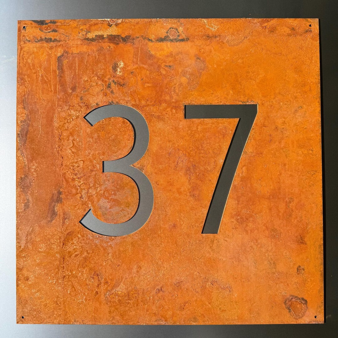 Corten Steel Metal House Number Sign, Custom Rusty House Address Plaque ...