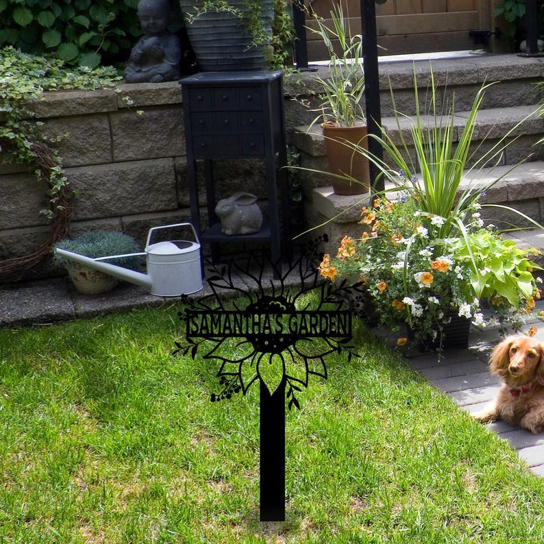 Customized Sunflower Metal Garden Stake, Personalized Garden Sunflower ...