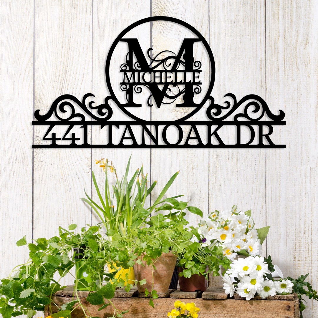 Personalized Family Name Monogram Metal Wall Sign, Customized Family ...