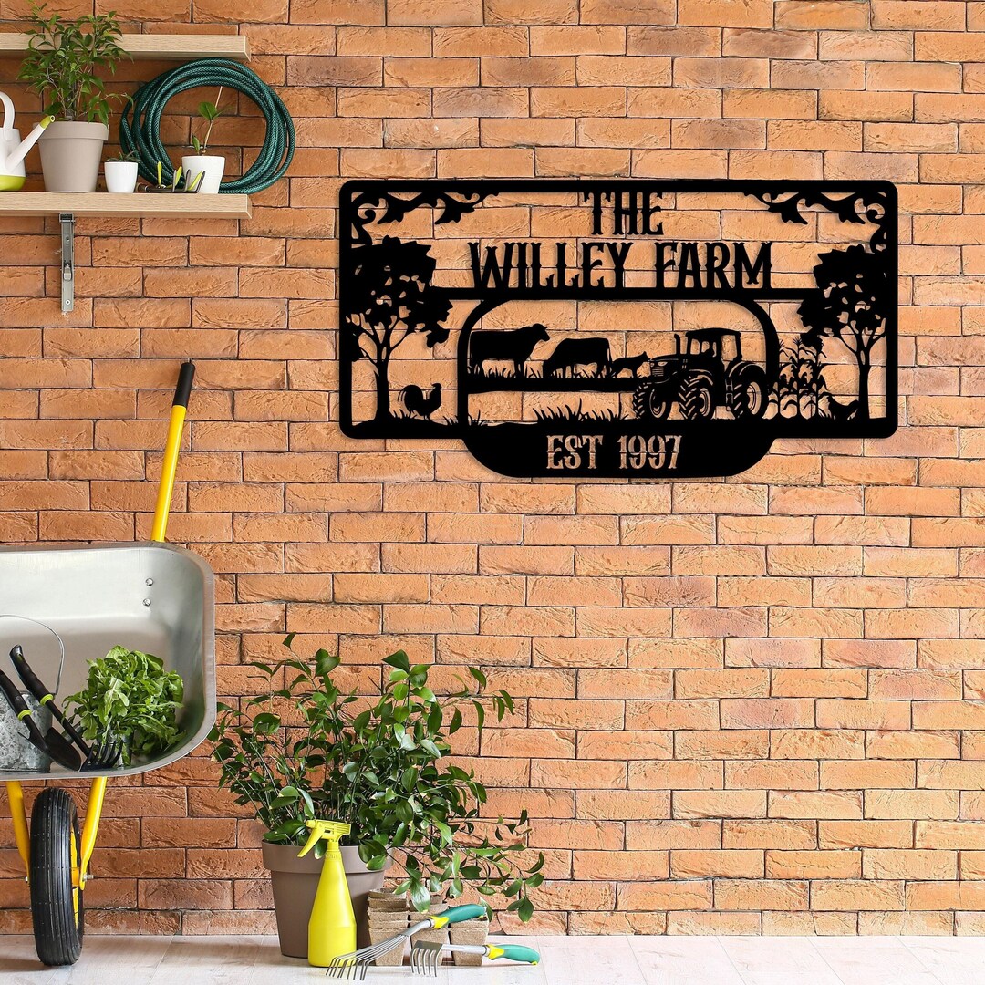Customized Farm Sign With Tractor, Farm Owner Gift,personalized Family ...
