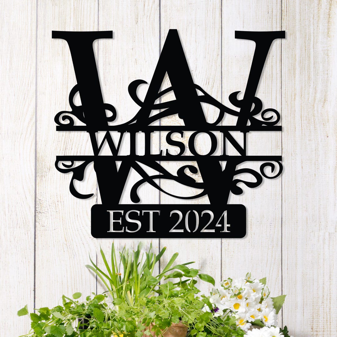 Metal Monogram Last Name Sign, Monogram Wall Decor, Personalized ...