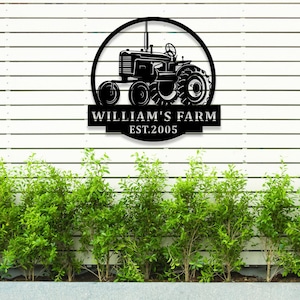 Customized Metal Tractor Sign, Personalized Metal Farm Name Sign, Farm ...
