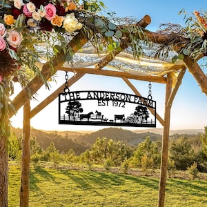 Personalized Farm Entrance Gate Sign, Metal Custom Ranch Sign, Family ...