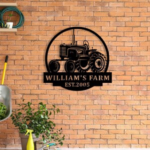 Customized Metal Tractor Sign, Personalized Metal Farm Name Sign, Farm ...