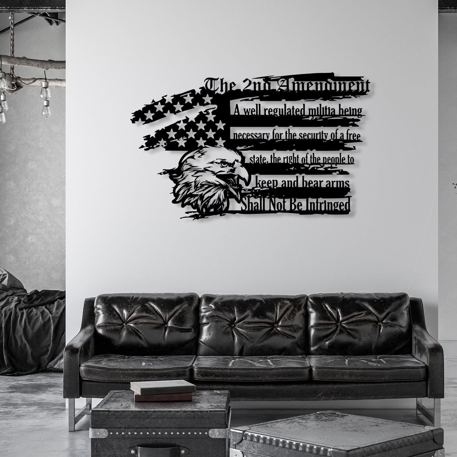 2nd Amendment American Flag Metal Wall Art, US Patriotic Gift for Men ...