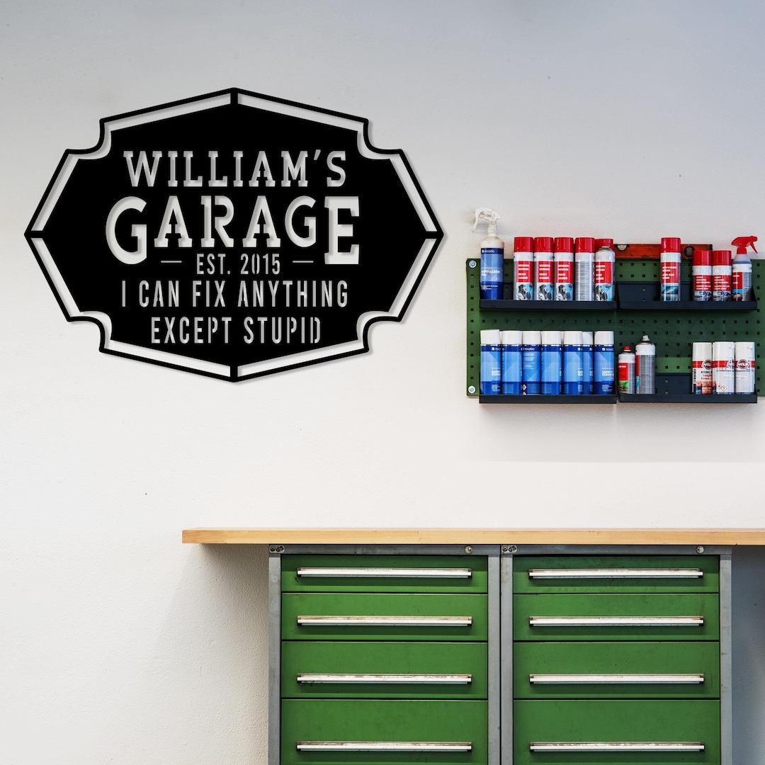 Custom Metal Garage Sign, Dad Mechanic Gift, Personalized Workshop ...