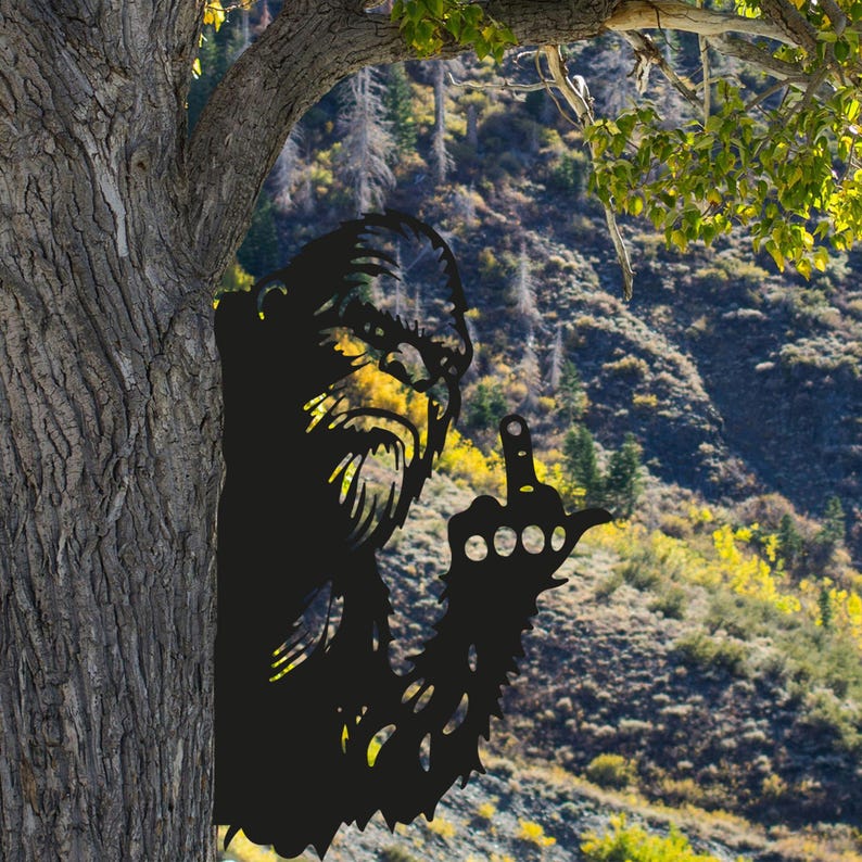 Bigfoot Metal Sign, Sasquatch Tree, Tree Yard Decor, Sasquatch Wall Art ...