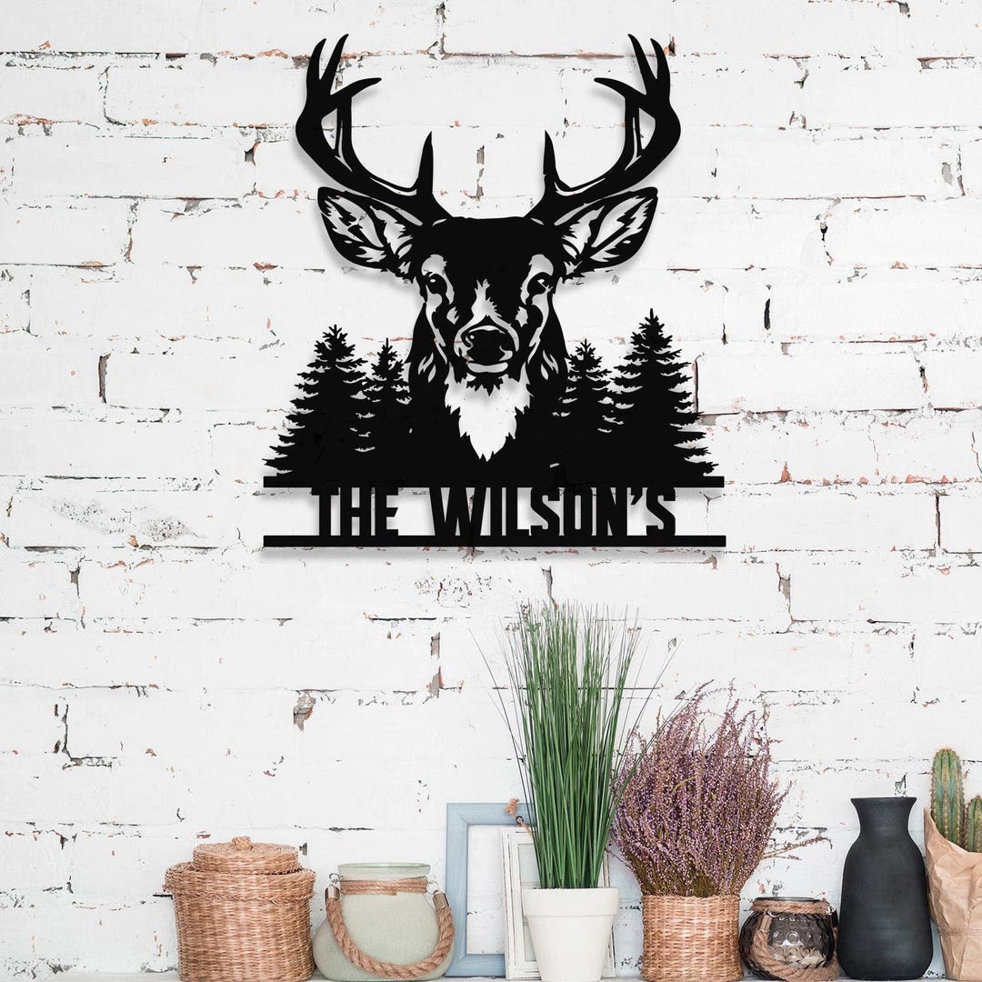 Personalized Metal Deer Forest Sign, Metal Cabin Sign, Deer Hunter Gift ...
