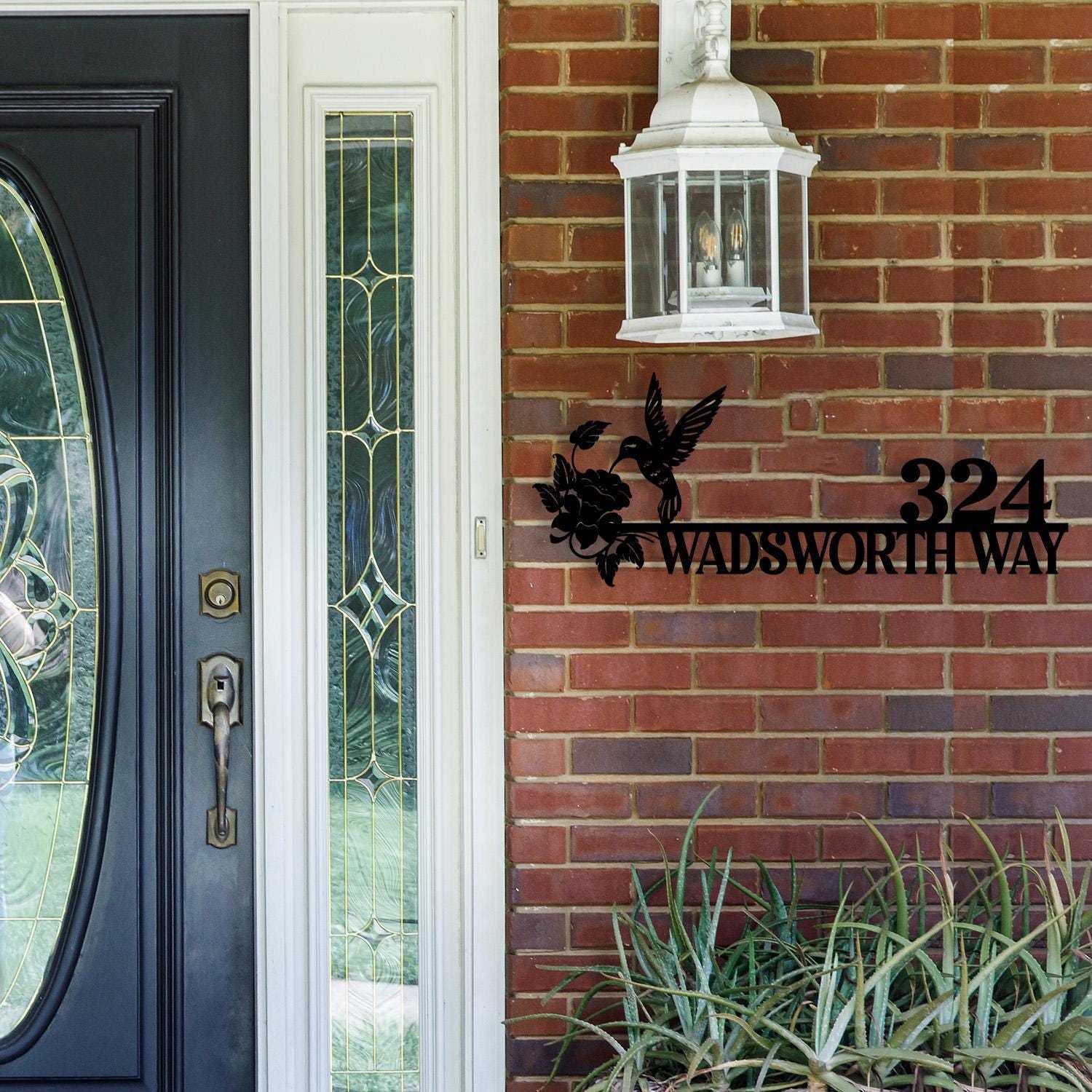 Metal Hummingbird Address Sign, Custom Branch Bird House Number Address ...