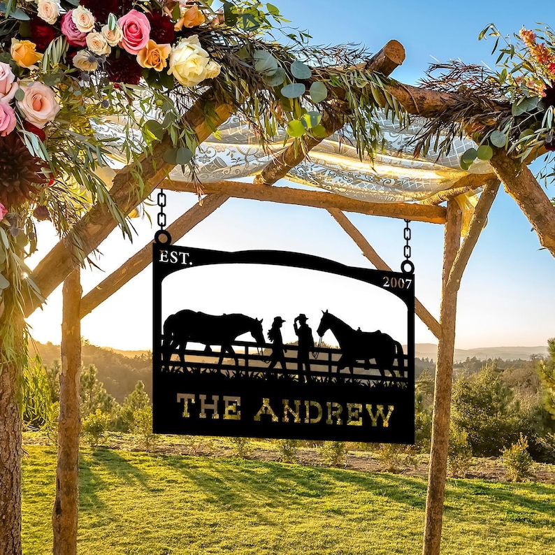 Personalized Farm Entrance Cowboy Metal Sign, Cowboy Lover Gift, Custom ...