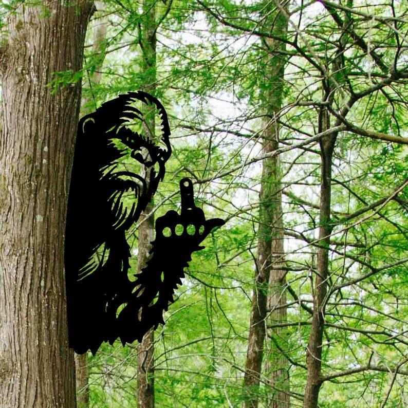 Bigfoot Metal Sign, Sasquatch Tree, Tree Yard Decor, Sasquatch Wall Art ...
