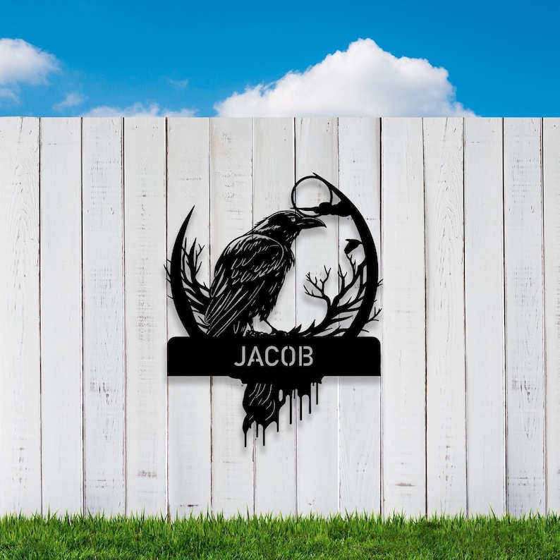 Personalized Crow Metal Sign, Crow Name Metal Wall Decor,black Crow ...
