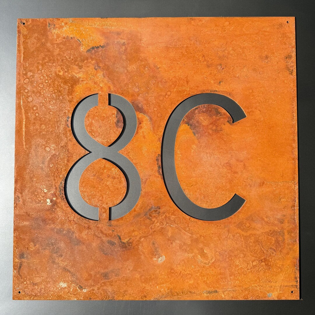 Rusted Metal Address Sign, Custom House Number Plaque, Loft House Decor ...