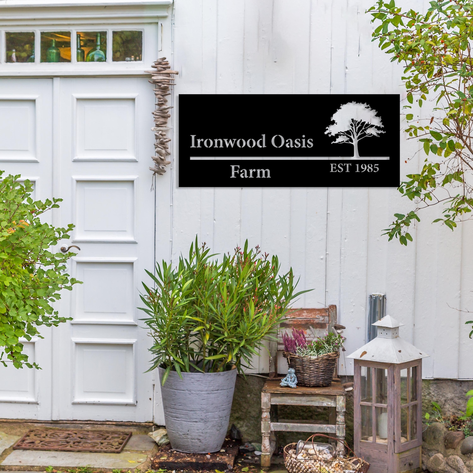 Customized Metal Rusted Farm Name Sign With Tree, Farm and Ranch Owner ...