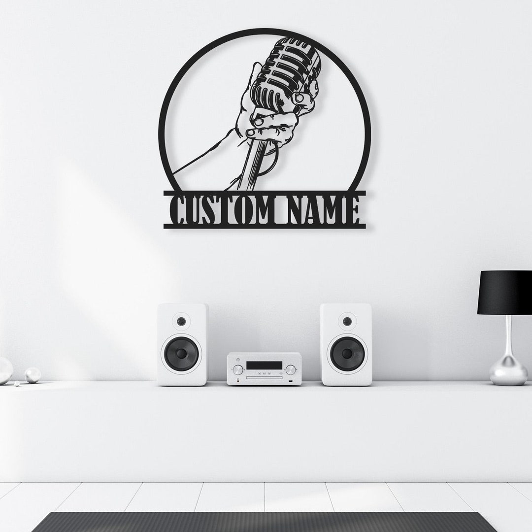 Custom Microphone Music Audio Studio Metal Wall Art, Personalized ...