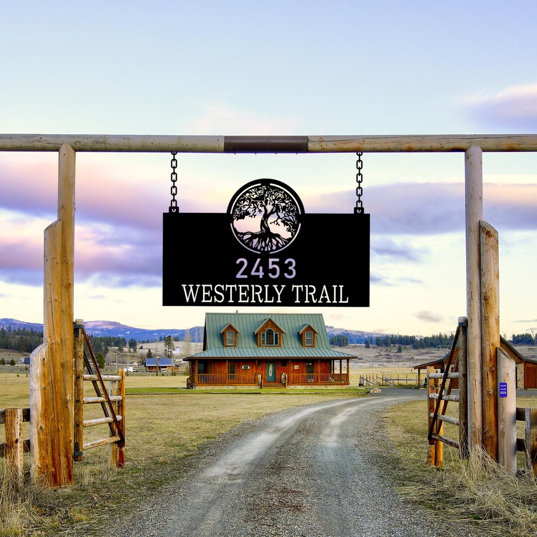 Customized Family Tree Addres Sign, Personalized Farmhouse Gate Sign ...