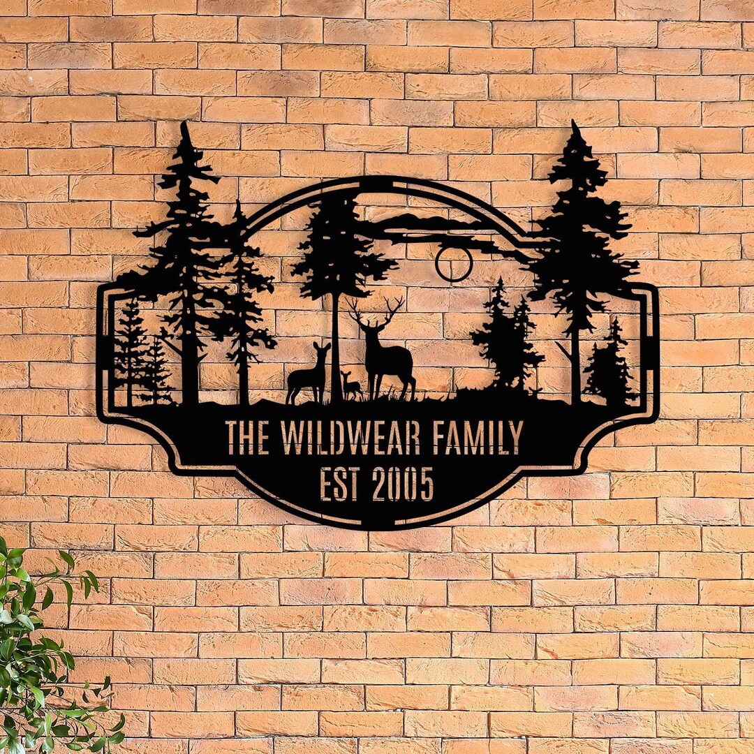 Customized Deer Forest Metal Cabin Sign, Deer Hunter Gift, Personalized ...