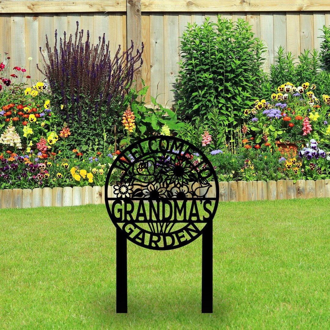 Personalized Flowers Metal Garden Sign With Stake, Mom Gift Garden Stake, Custom Garden Decor ...