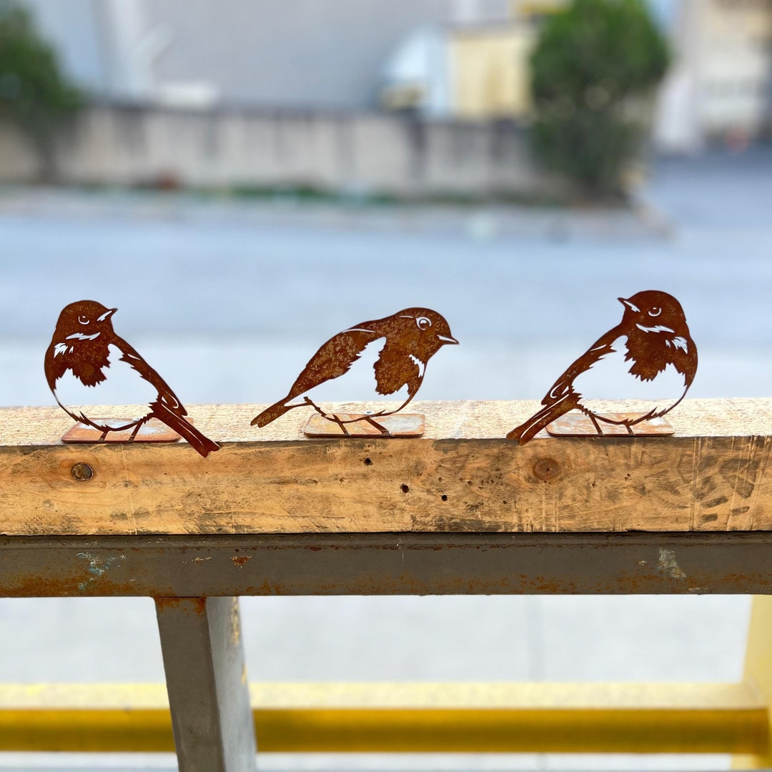Rusted Metal Sparrow Set of 3, Rusty Birds Art, Cute Sparrow Art, Bird ...